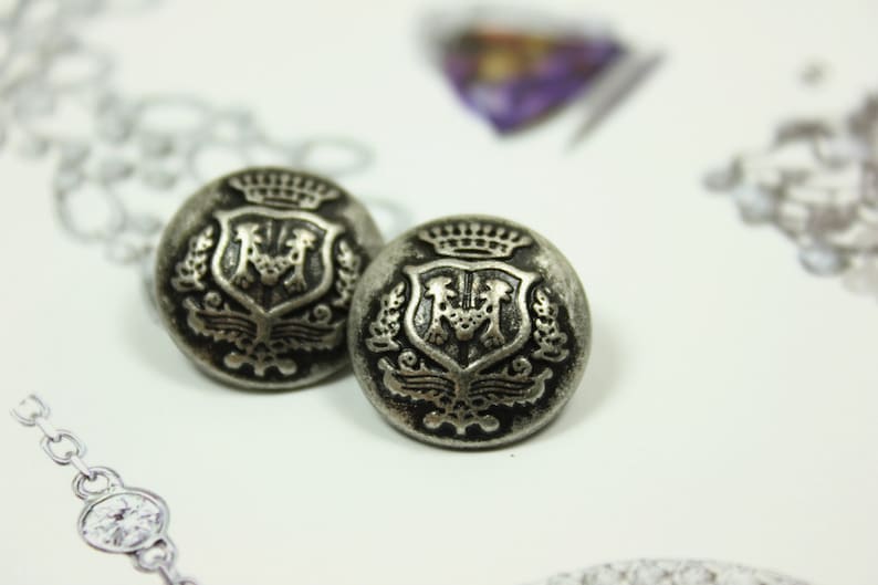 Metal Buttons Crown Shield Metal Buttons Antique Silver - Etsy