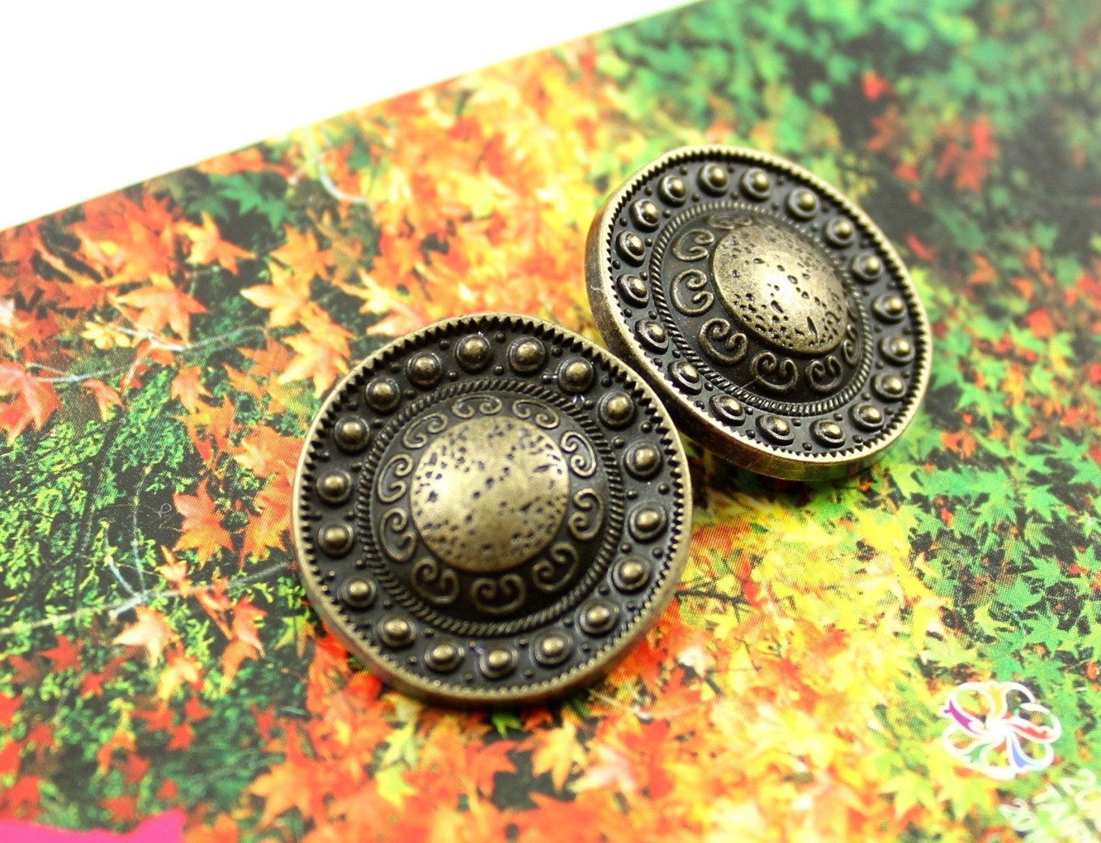 Metal Buttons Beads Domed Metal Buttons Antique Brass | Etsy