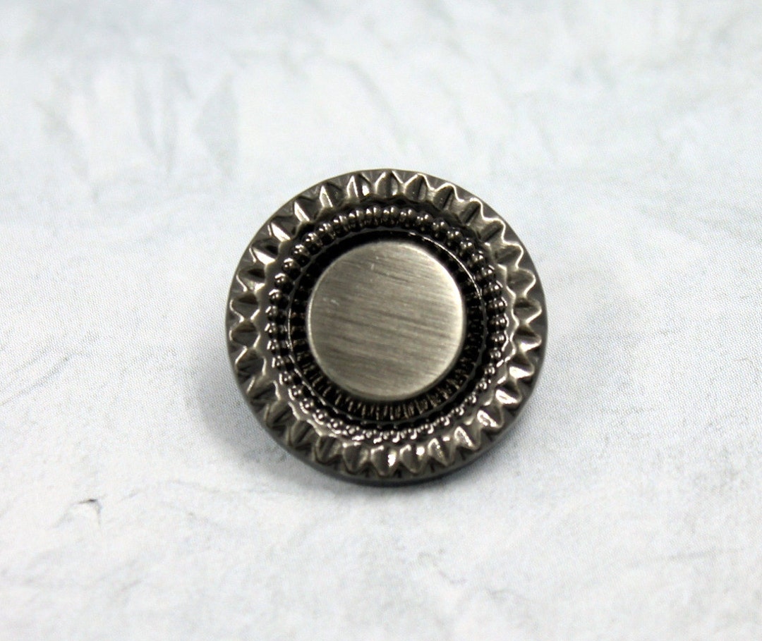 Metal Buttons - Crown Gear Metal Buttons , Shiny Gunmetal Color , Shank ...
