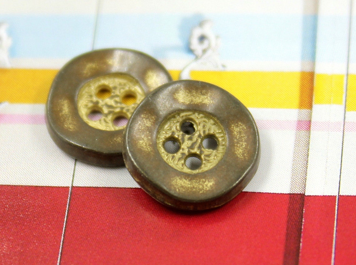 Metal Buttons Wavy Edge Metal Buttons Gunmetal Yellow - Etsy