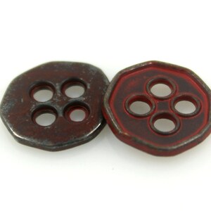 Metal Buttons - Heptagon Dark Red Metal Buttons , 4 Holes , 0.43 Inch ...