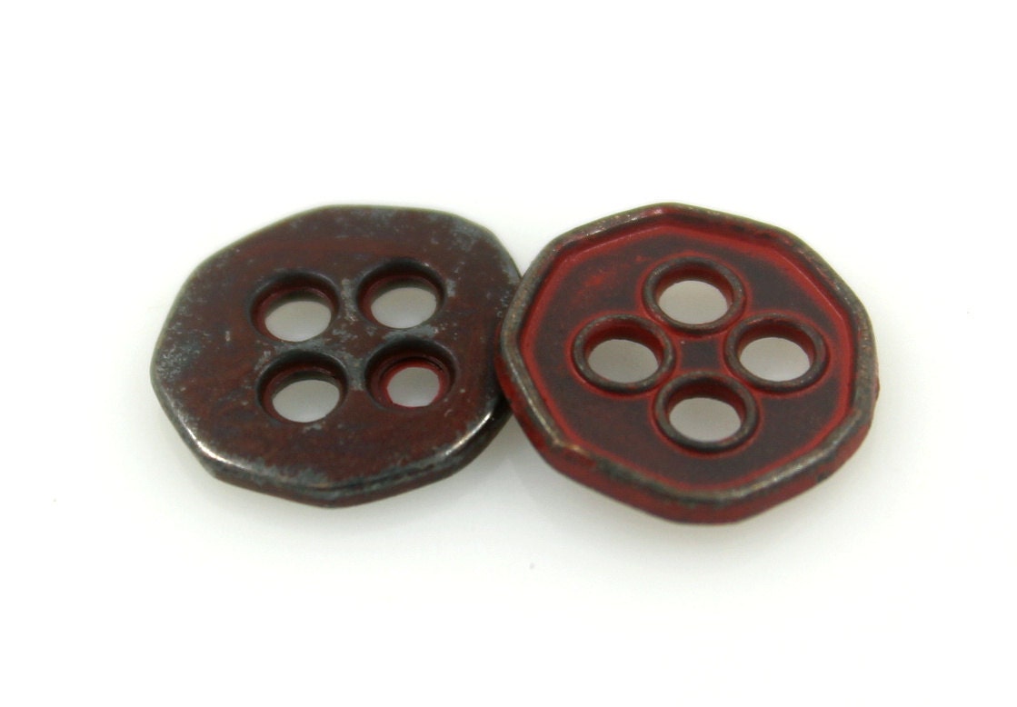 Metal Buttons Heptagon Dark Red Metal Buttons 4 Holes - Etsy