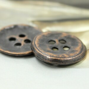 Metal Buttons - Rustic Antique Copper Metal Hole Buttons - 0.87 Inch ...