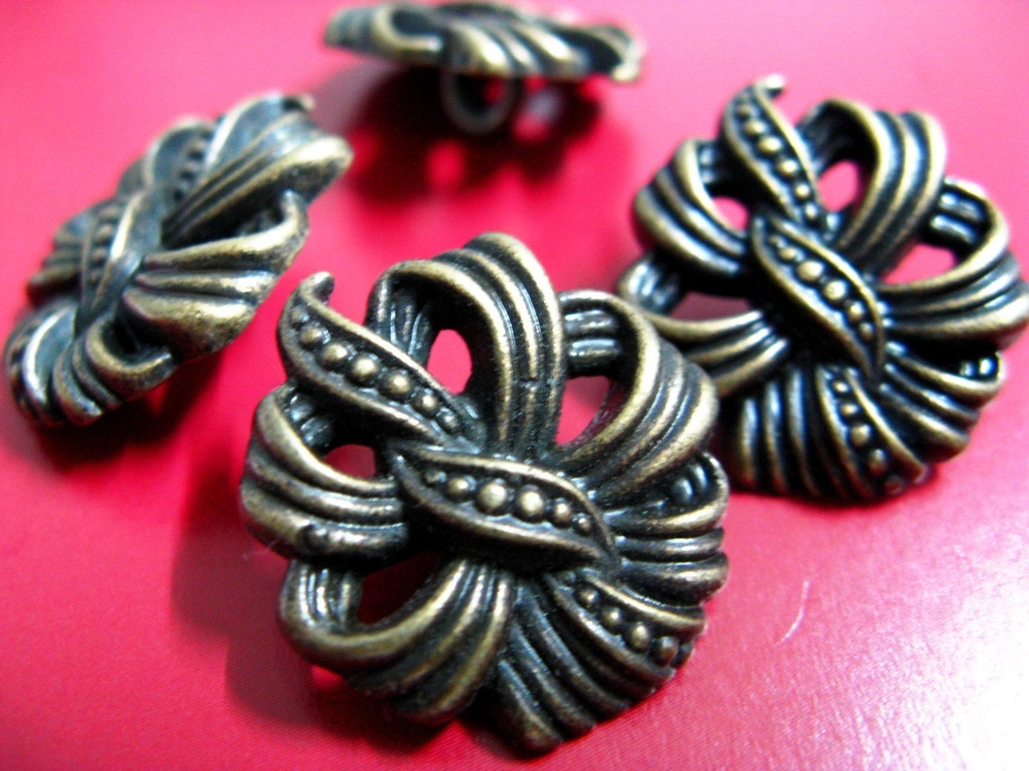 Metal Buttons Ribbon Knots Metal Buttons Antique Brass - Etsy