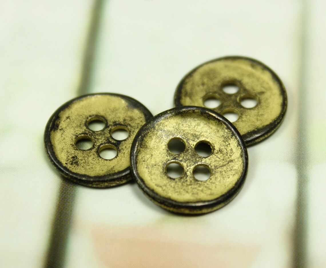 Metal Buttons Curved Edge Metal Buttons Gunmetal Yellow - Etsy