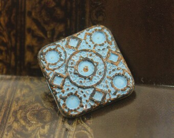 Square Metal Buttons Round and Square Matrix Green Patina Metal Shank ...