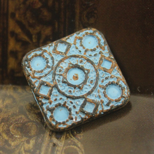 Square Metal Buttons Round and Square Matrix Blue Patina - Etsy