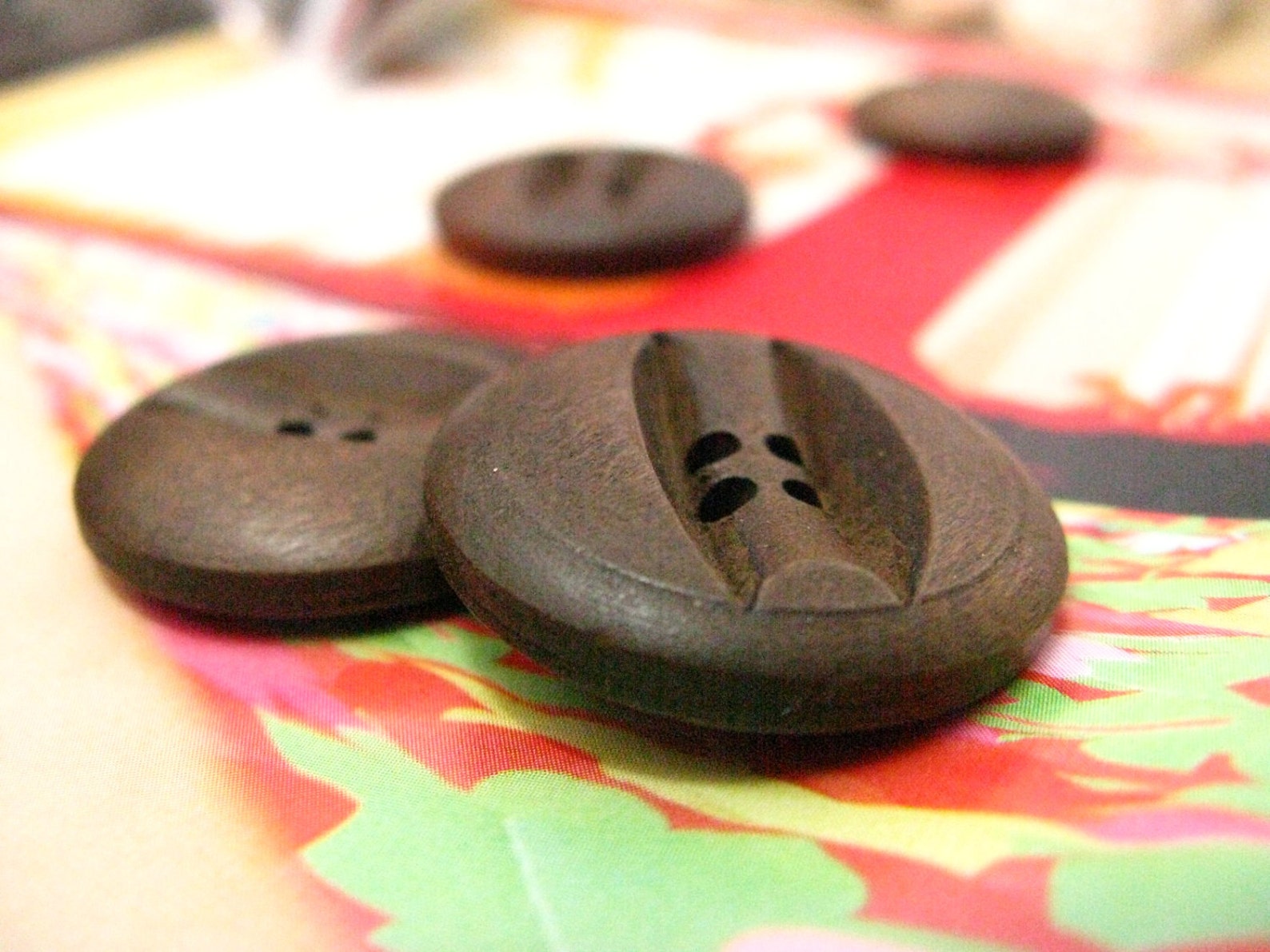 Wooden Buttons Antique Carving Center Brown Wood Buttons | Etsy