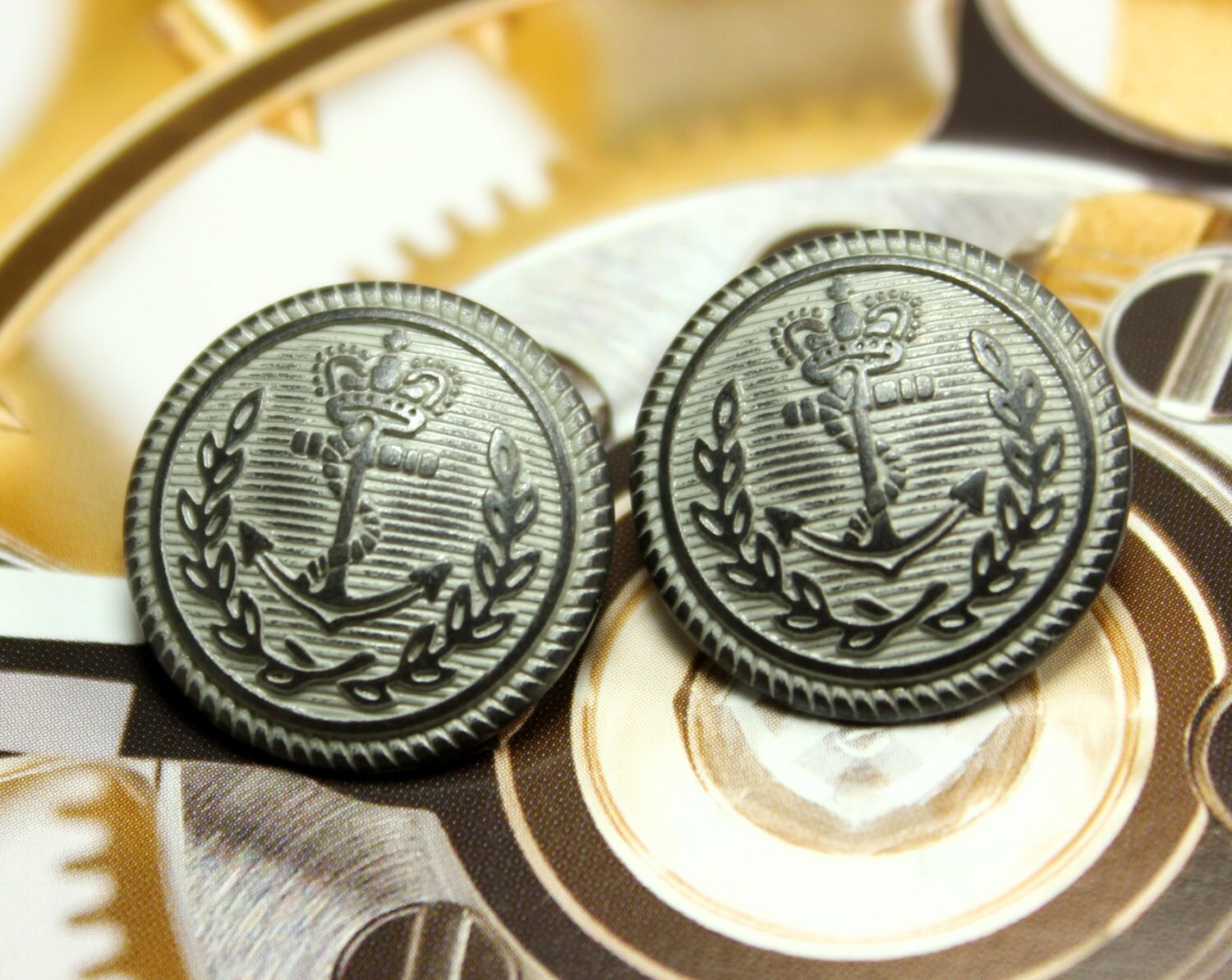Metal Buttons Crown Anchor Metal Buttons Gunmetal Gary - Etsy