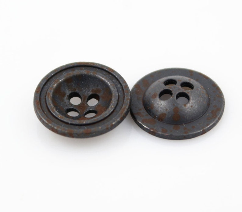 Metal Buttons Gunmetal Rust Concave Metal Hole Buttons - Etsy