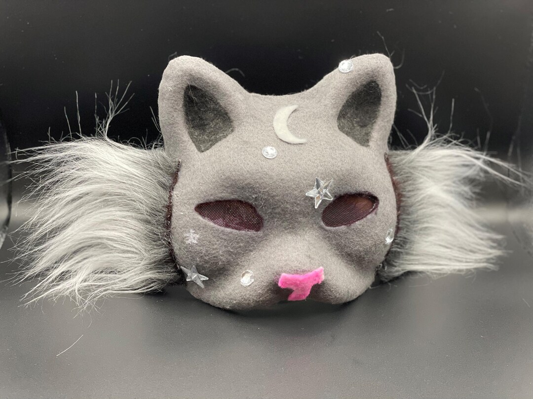 Handmade Celestial Gray Cat Mask With Stars & Moon - Etsy