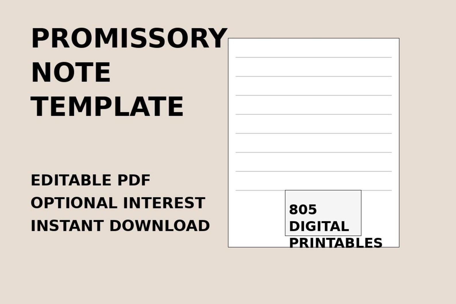 Promissory Note Template | Simple Loan Agreement | Editable PDF ...
