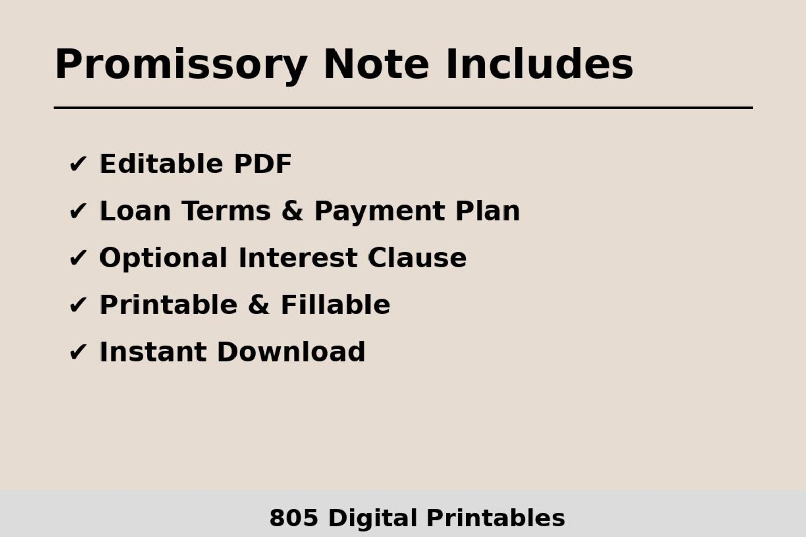 Promissory Note Template | Simple Loan Agreement | Editable PDF ...