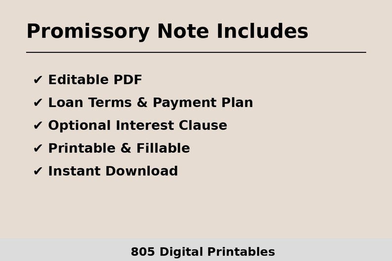Promissory Note Template | Simple Loan Agreement | Editable PDF ...
