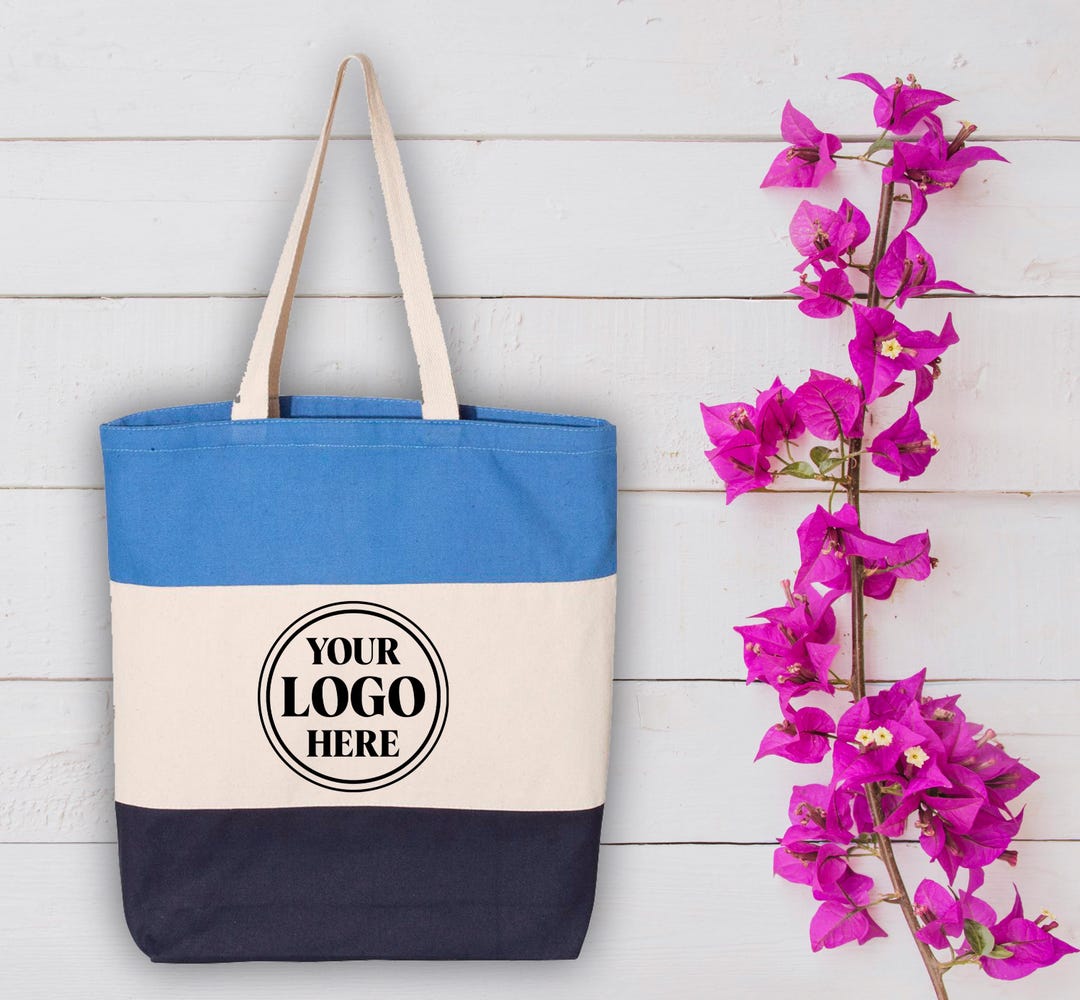 Personalized Tote Bag, Your Logo Tri Color Tote Bag, Custom Photo Text ...