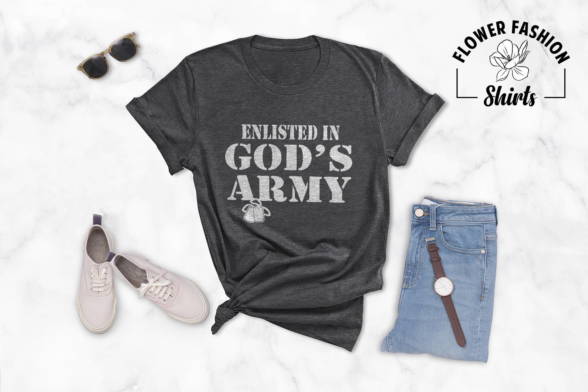 Enlisted in God's Army Shirt,christian Military Shirt,veterans Day Gift ...