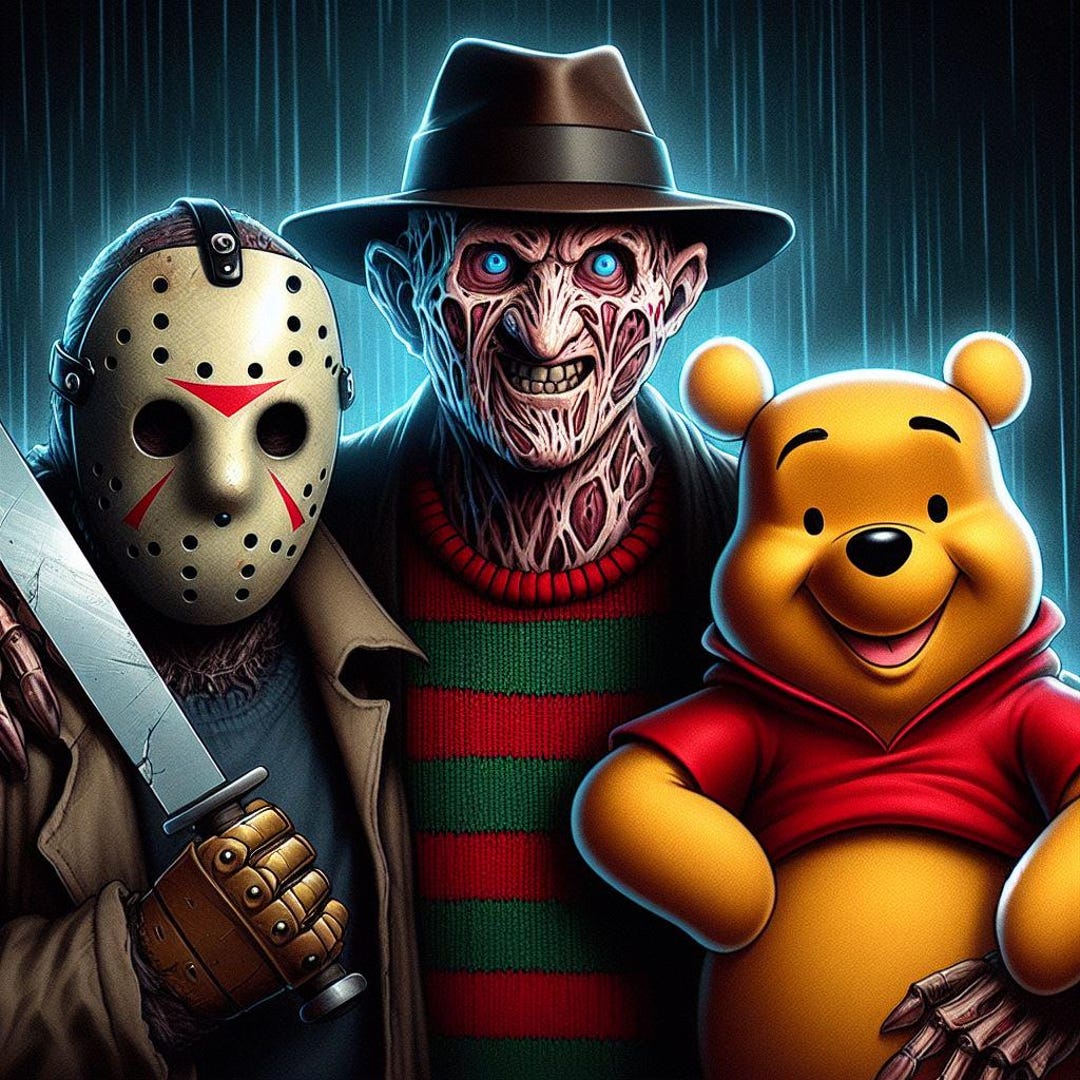 Jason and Freddy and Winnie the Pooh | Funny Poster | Museum Quality ...