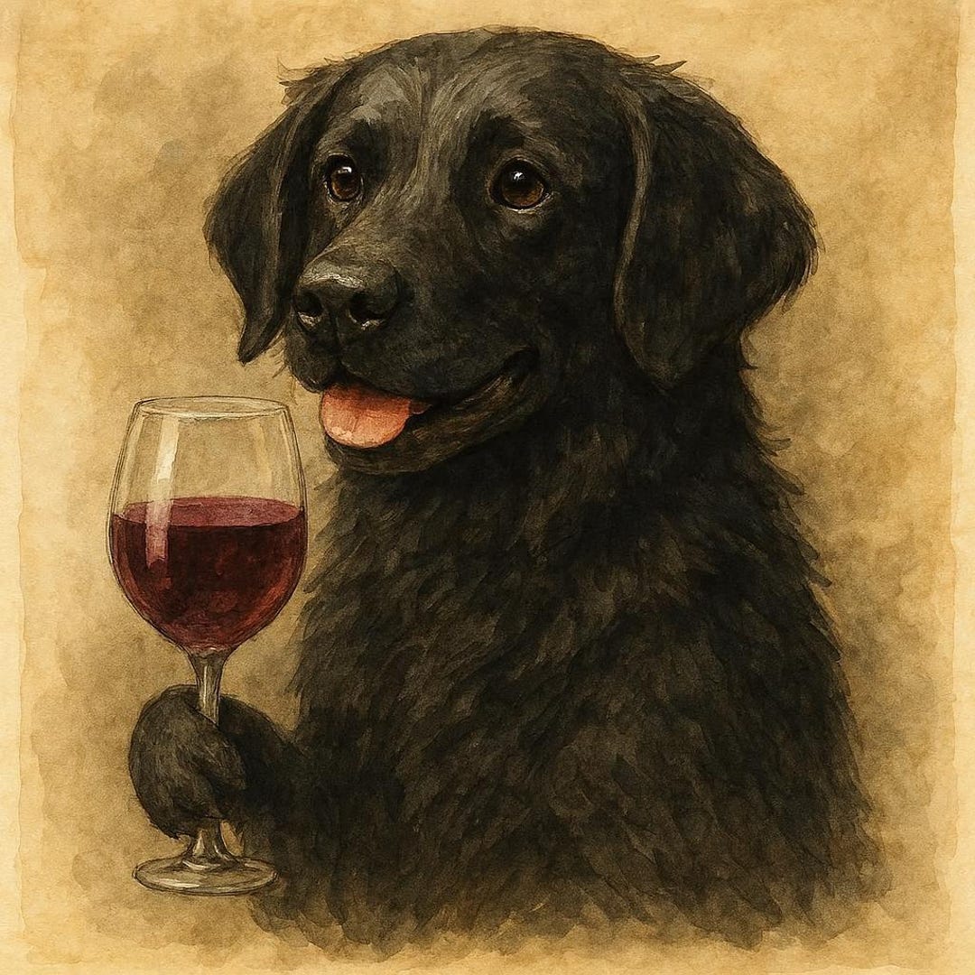 Black Labrador Dog Drinking Wine | Dog With Wine Poster | Funny Dog ...