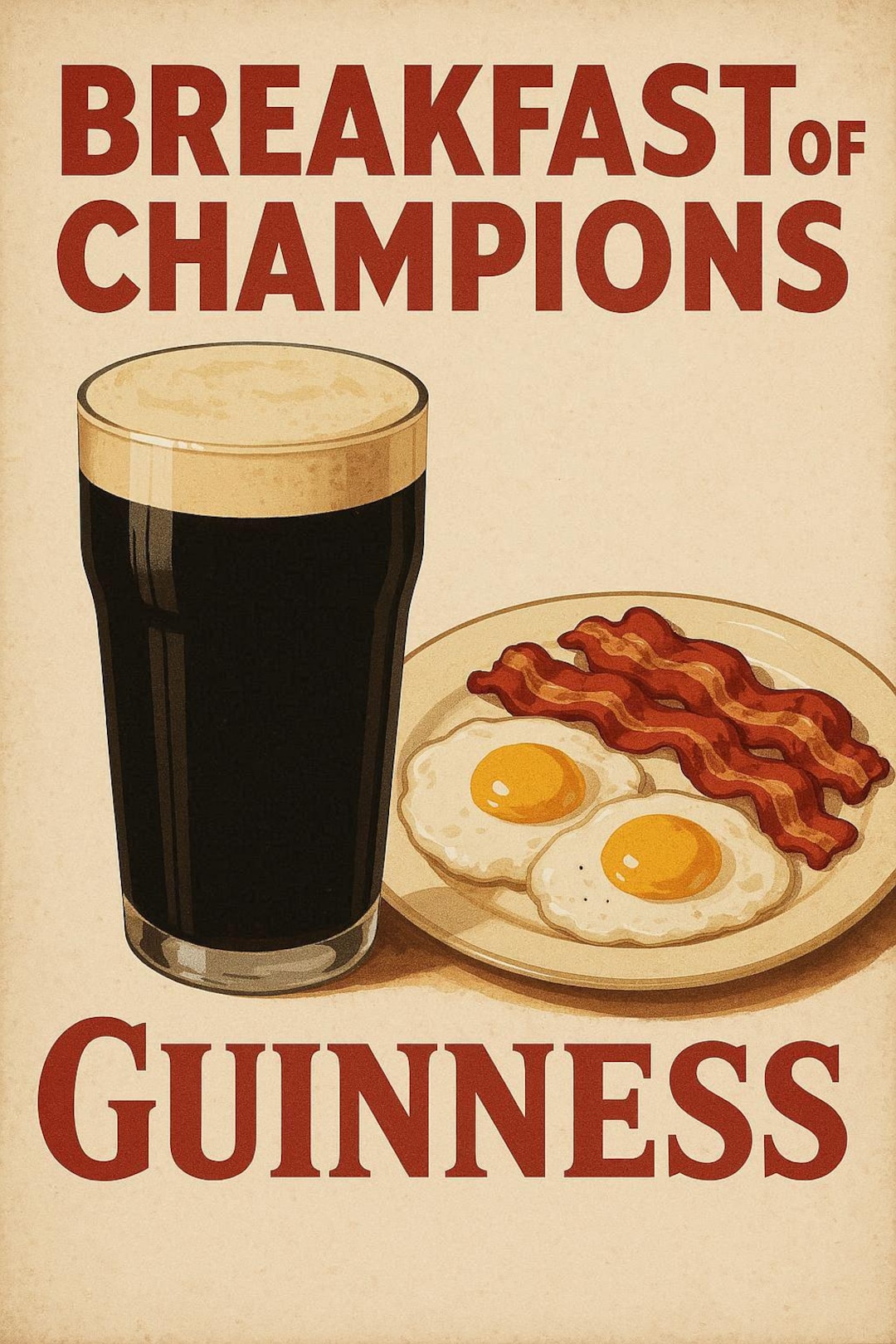 Guinness - Breakfast for Champions | Guinness Poster | Funny Vintage ...