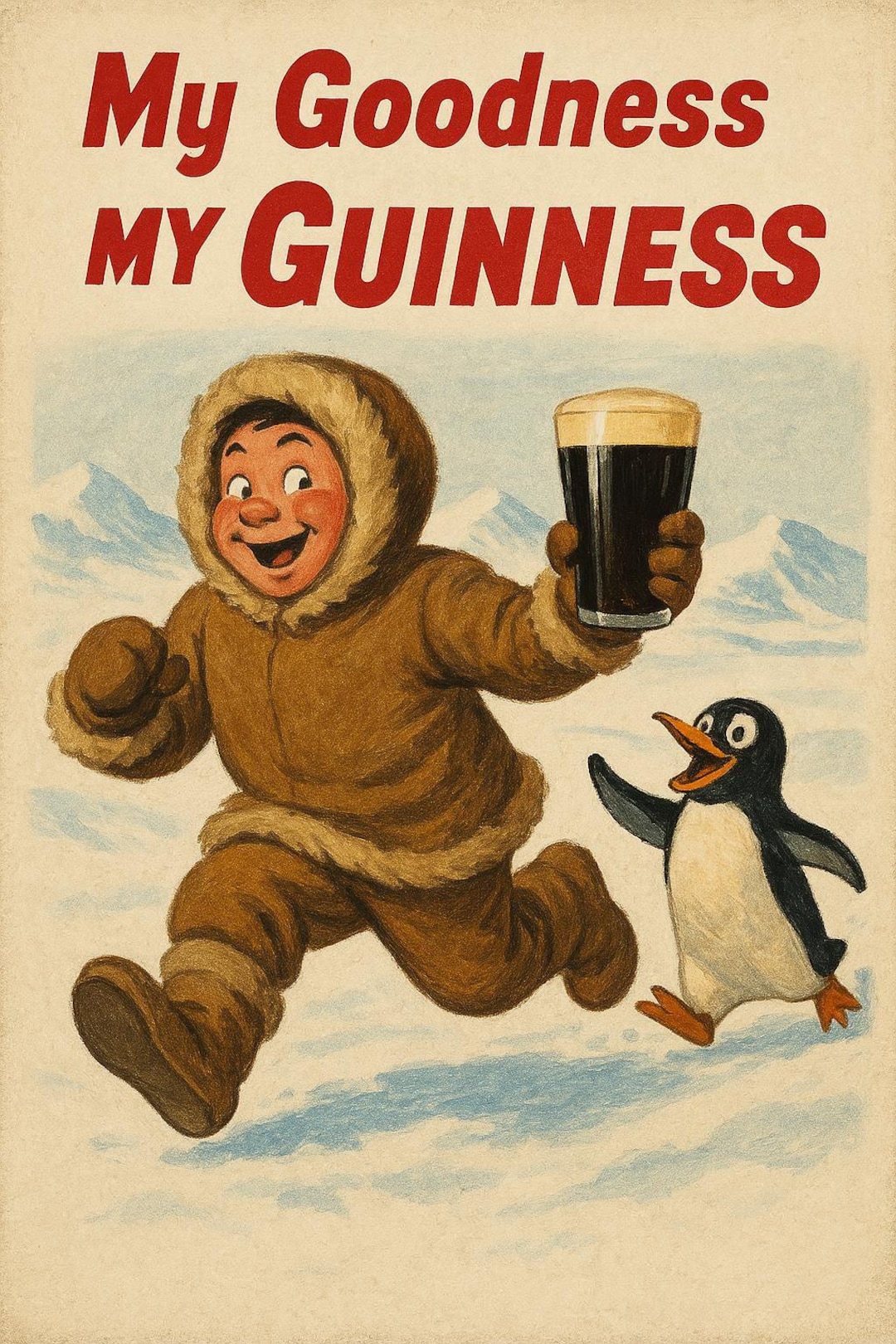 Penguins Love Guinness! | Guinness Poster | Funny Vintage Guinness Ad ...