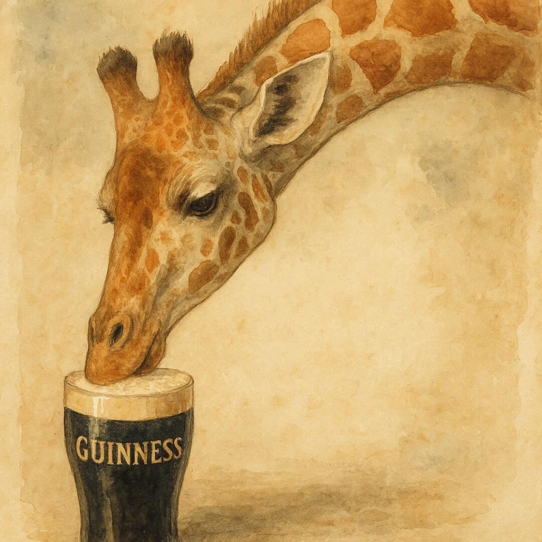 Giraffe Drinks A Guinness | Guinness Poster | Funny Vintage Guinness Ad ...