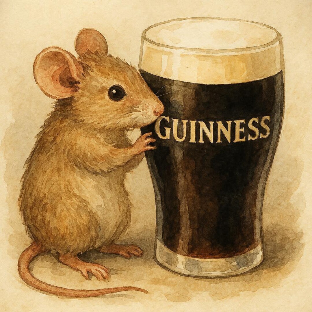 Mouse Drinking Guinness | Guinness Poster | Funny Vintage Guinness Ad ...
