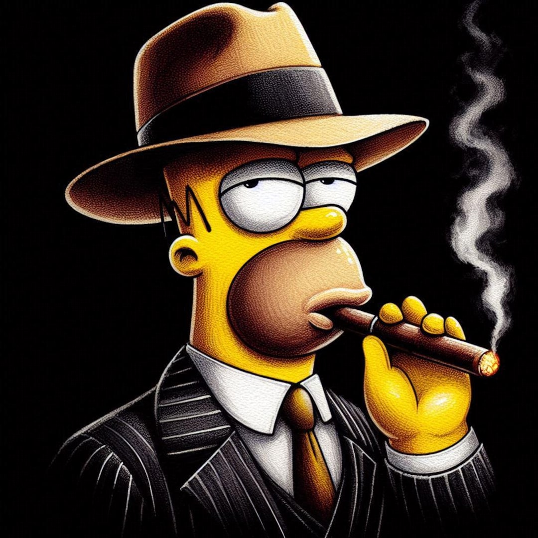 Homer Simpson as A Vintage Mafia Boss From the 1930s | Funny Poster in ...