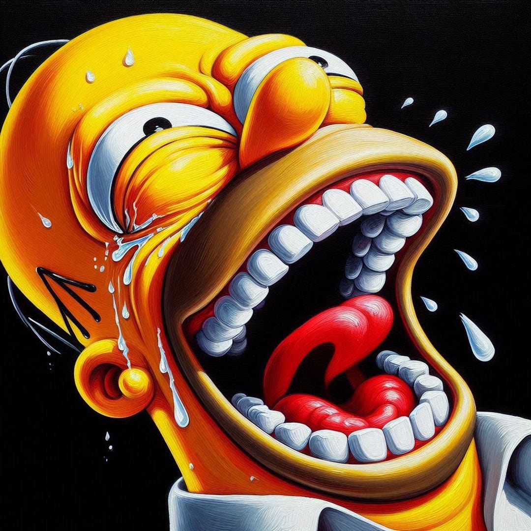Homer Simpson Laughing Like A Maniac! | Funny Poster in Watercolor ...