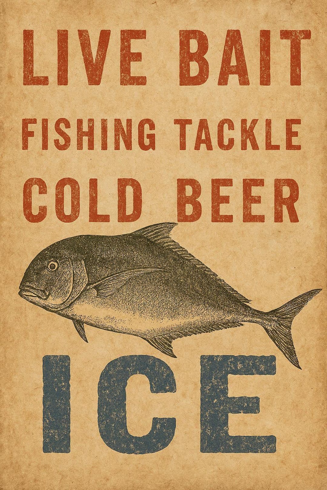 Vintage Fishing Shop Poster - Live Bate | Vintage Nostalgia Ad Poster ...