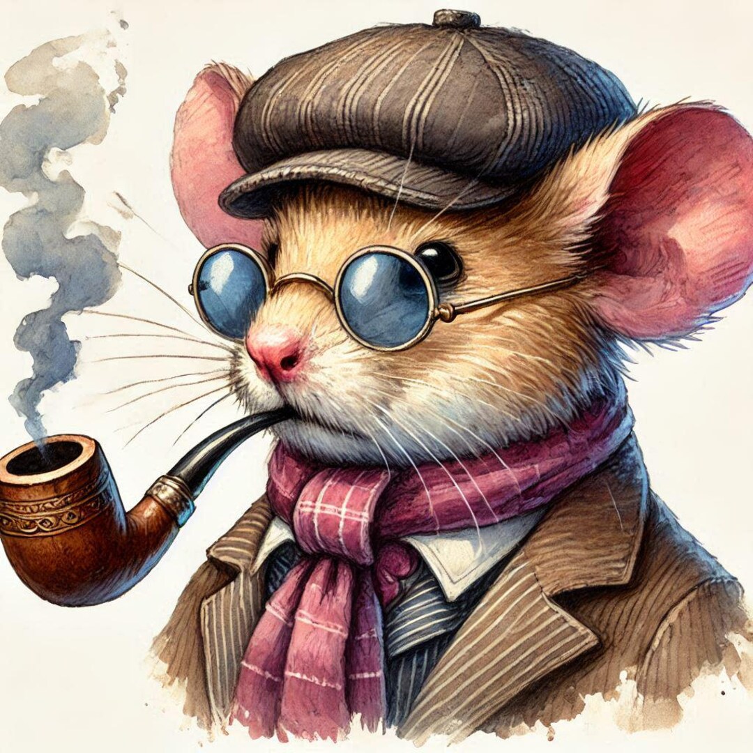 Fancy Hipster Mouse Smoking A Pipe | Funny Poster in Watercolor Style ...