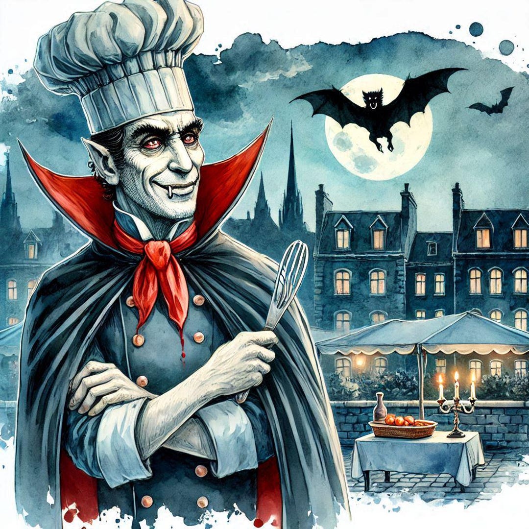 Dracula as A Chef - Funny Poster | Funny Poster in Watercolor Style ...