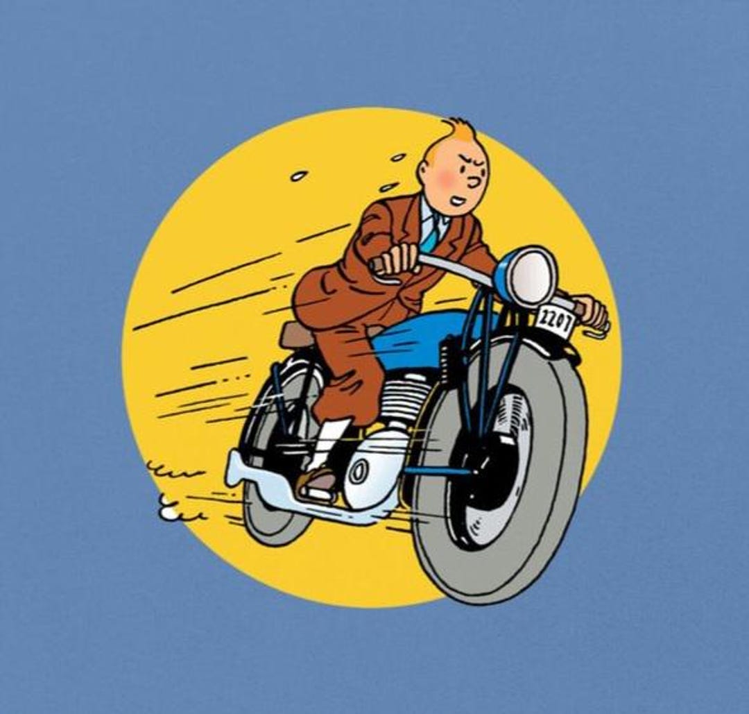 Classic Tintin on A Motorcycle Poster | Vintage Nostalgia Ad Poster ...