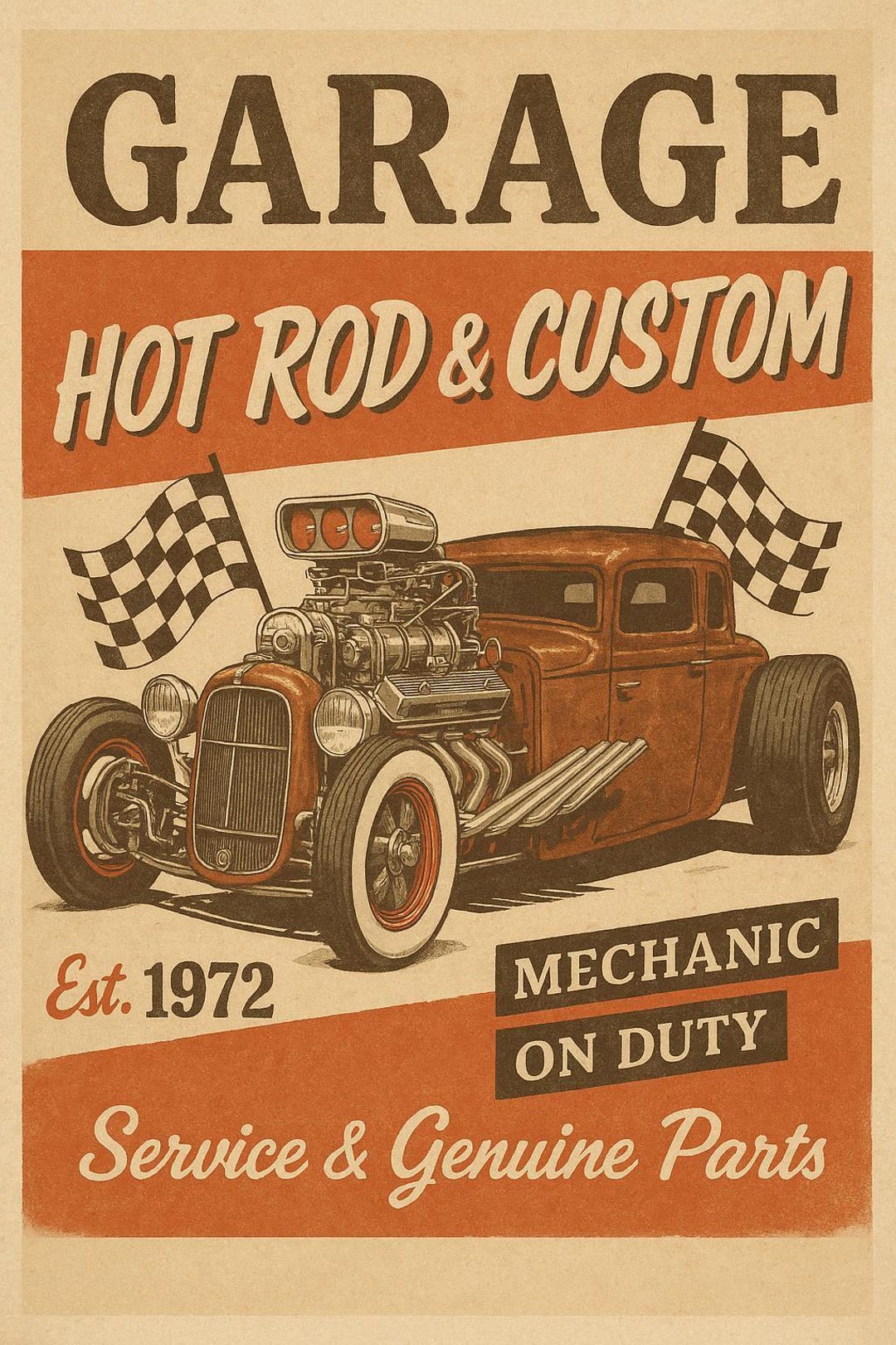 Vintage Hot Rod & Custom Garage Poster | Vintage Garage Poster | Man ...