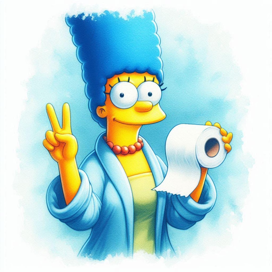 Marge Simpson With Toilet Paper - Funny Bathroom Poster | Funny Poster ...
