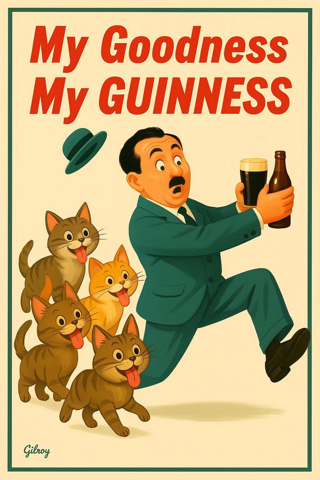 Cats Want My Guinness! | Guinness Poster | Funny Vintage Guinness Ad ...