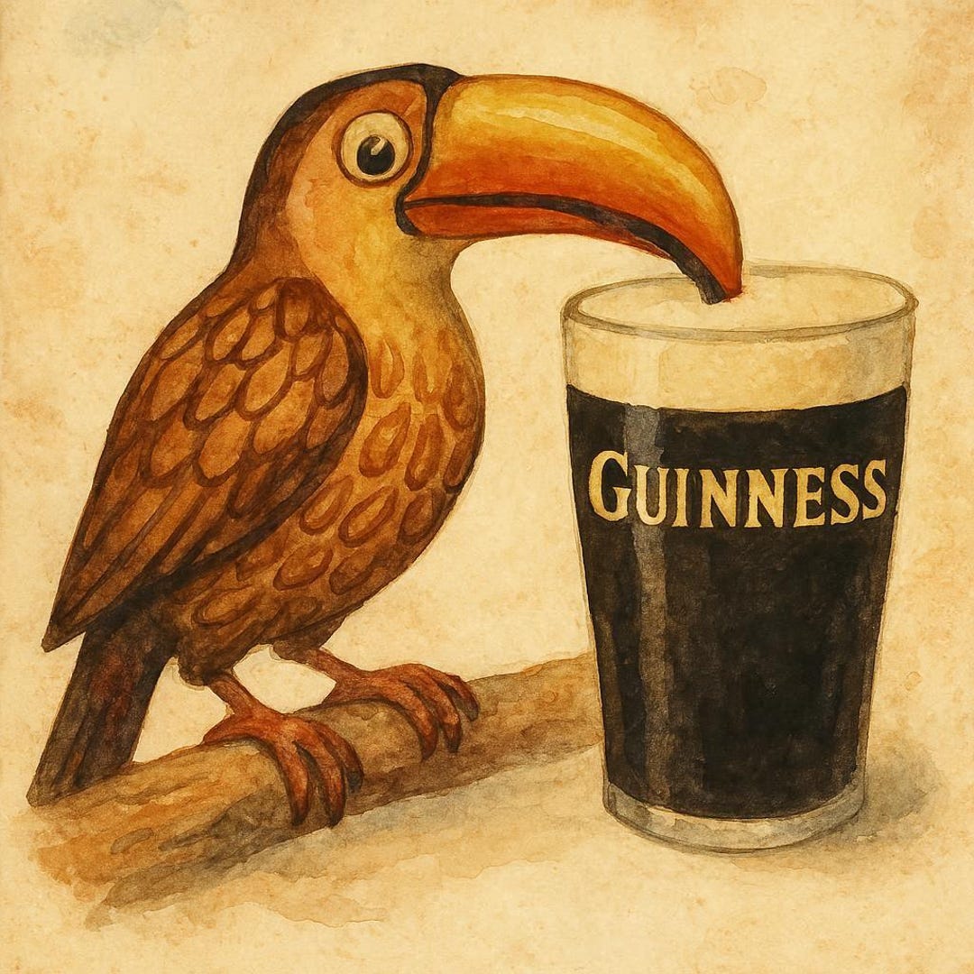 Pecan Bird Drinking Guinness | Guinness Poster | Funny Vintage Guinness ...