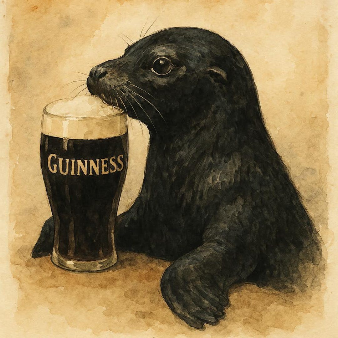 Seal Drinking Guinness | Guinness Poster | Funny Vintage Guinness Ad ...