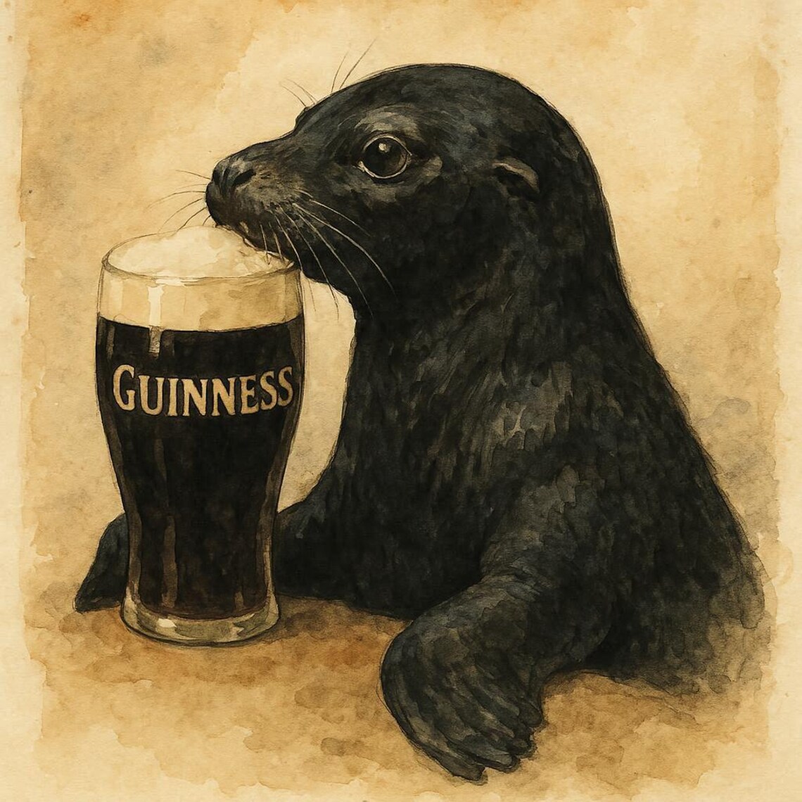 Seal Drinking Guinness | Guinness Poster | Funny Vintage Guinness Ad ...