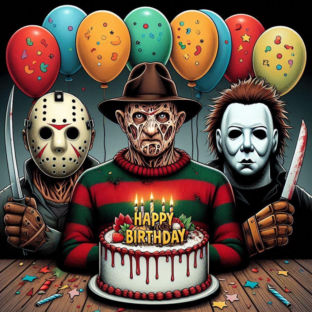 Happy Birthday Horror Movie Poster | Funny Poster | Museum Quality Semi ...