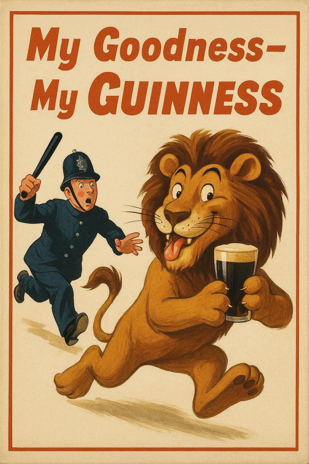 Lion Stealing A Guinness | Guinness Poster | Funny Vintage Guinness Ad ...
