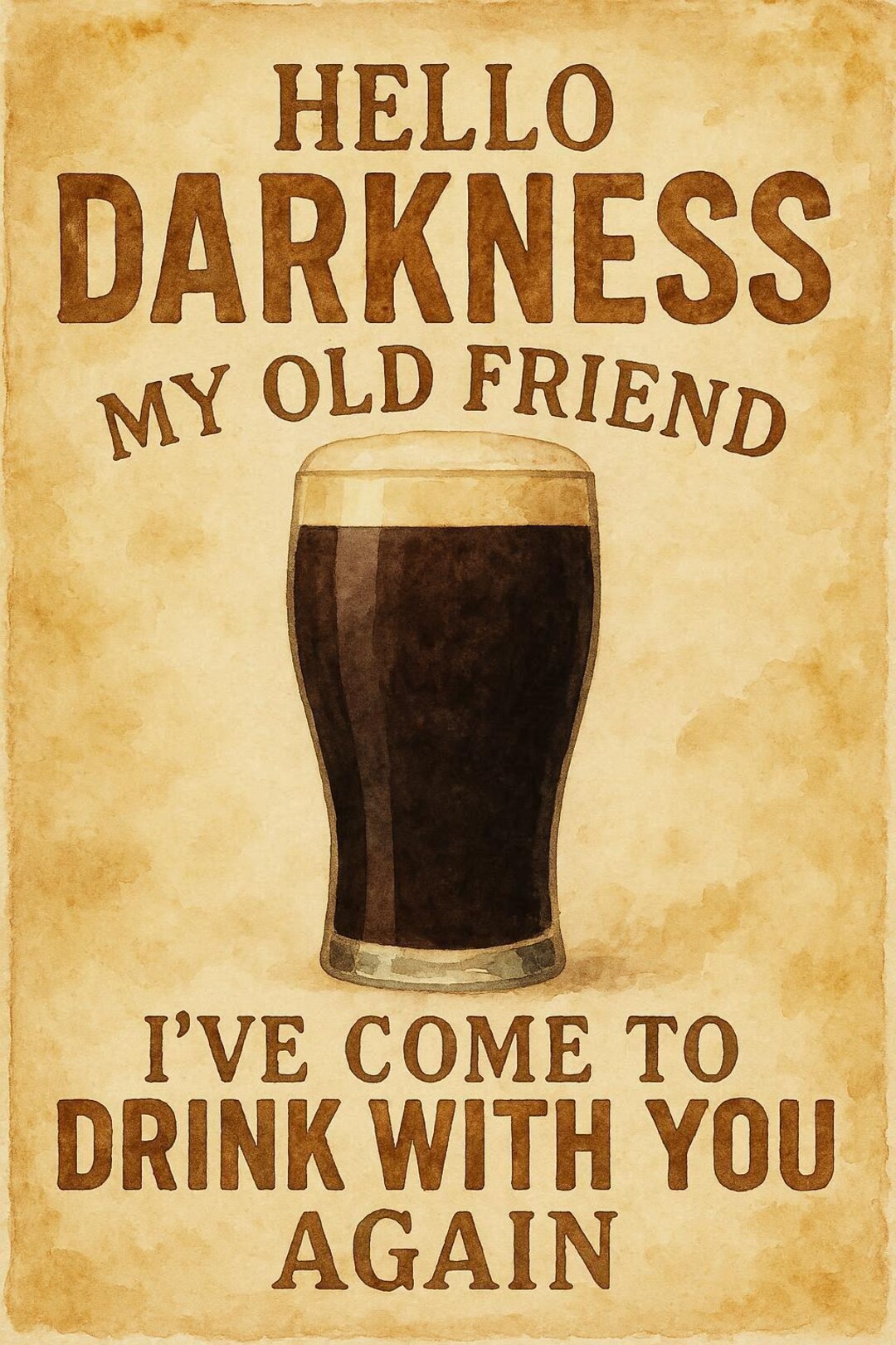 Guinness - Sound of Silence, Funny Bar Sign, Warning Poster, Man Cave ...