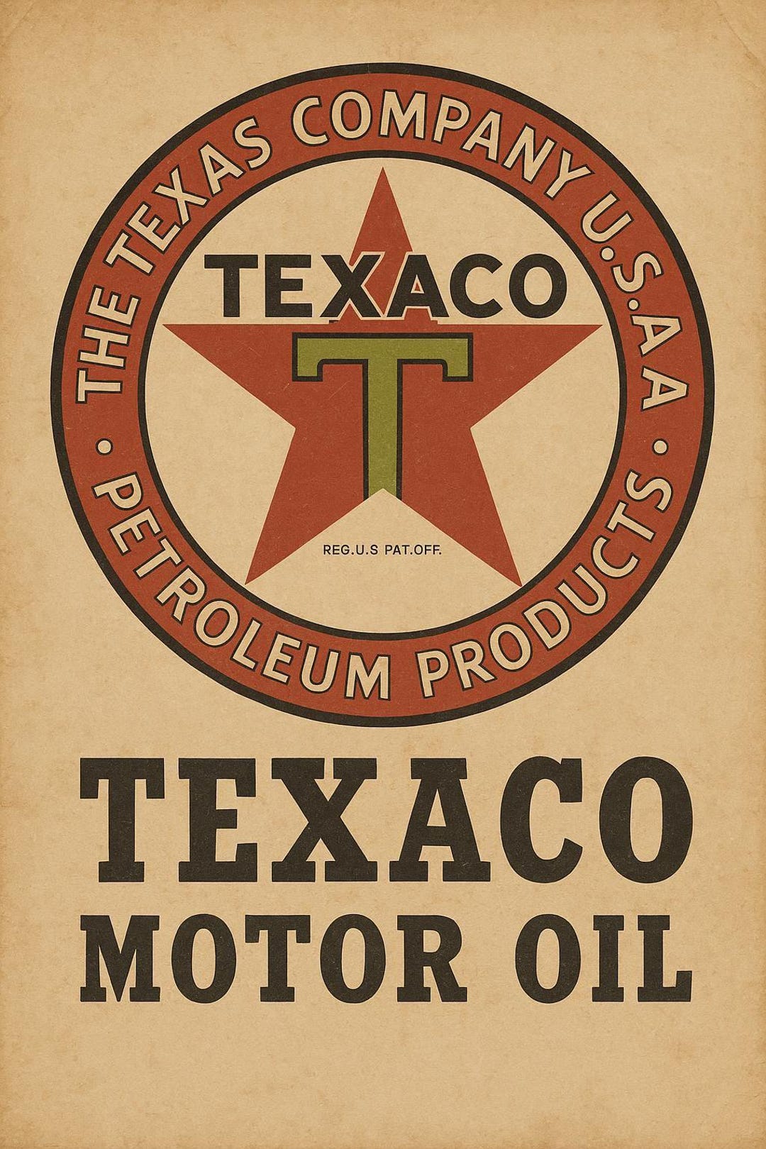 Classic Texaco Motor Oil Poster | Vintage Garage Poster | Man Cave Wall ...