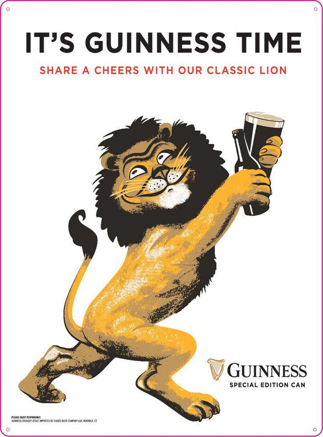 Classic Guinness Lion Vintage Ad Poster | Guinness Bar Poster | Funny ...