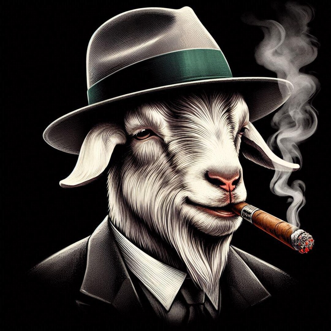 Fancy Goat Smoking A Cigar in the 1930s | Funny Poster in Watercolor ...