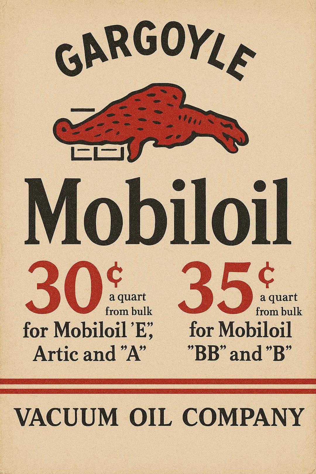 Vintage Gargoyle Mobiloil Poster | Vintage Garage Poster | Man Cave ...