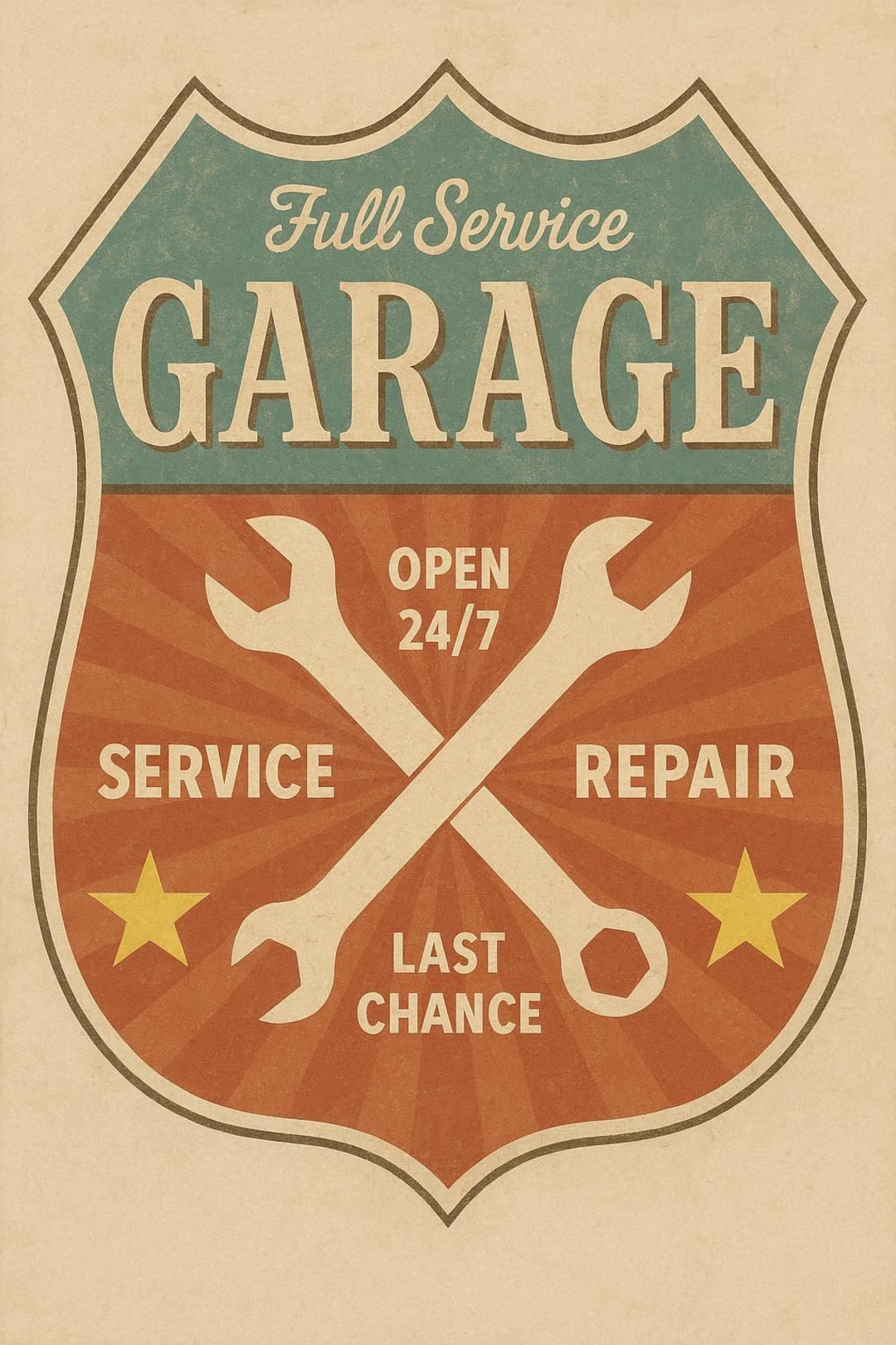 Vintage Full Service Garage Poster | Vintage Garage Poster | Man Cave ...