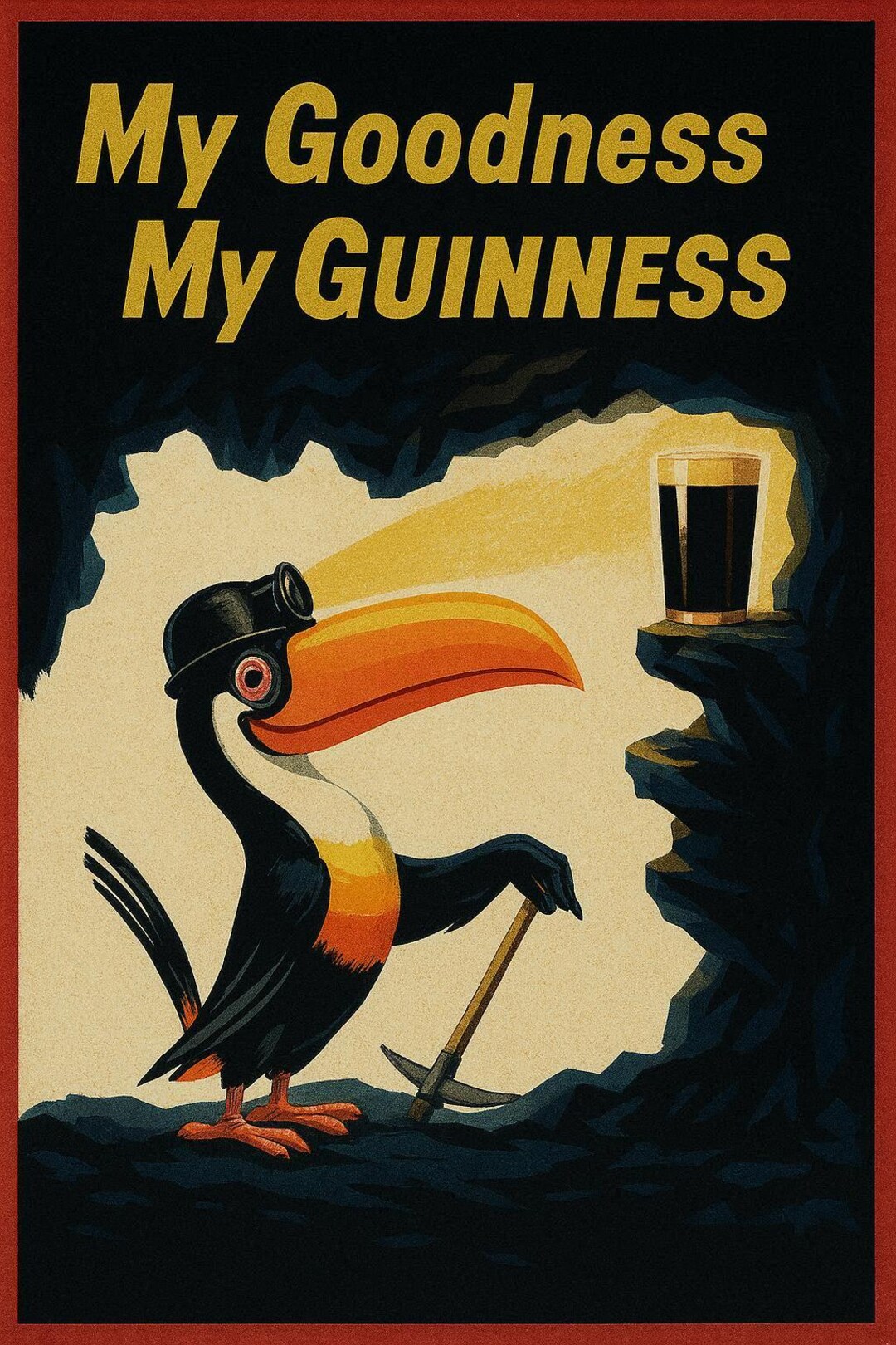 Classic Guinness Toucan Mine Worker Poster | Guinness Bar Poster ...