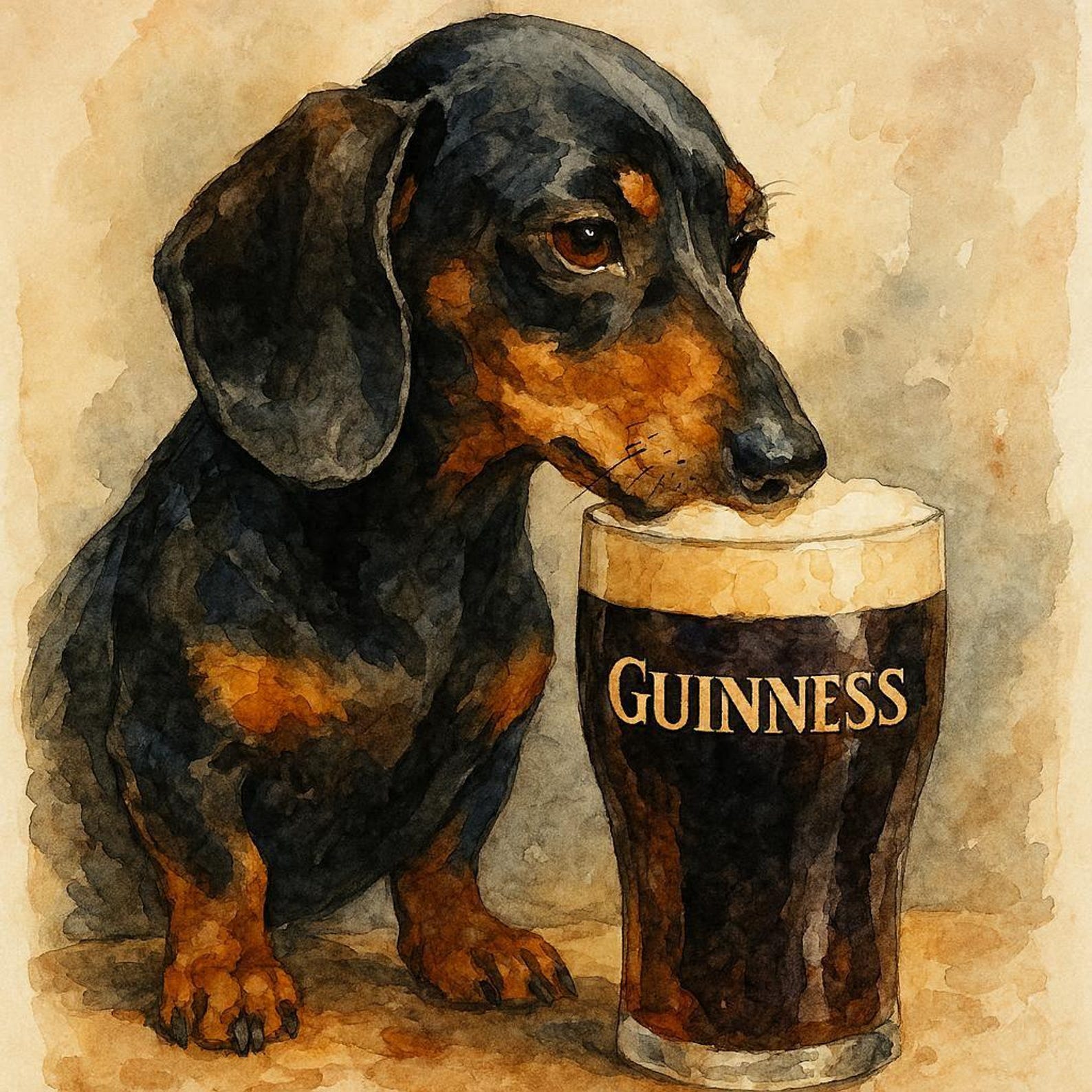 Dachshund Dog Drinking Guinness | Guinness Dog Poster | Funny Guinness ...