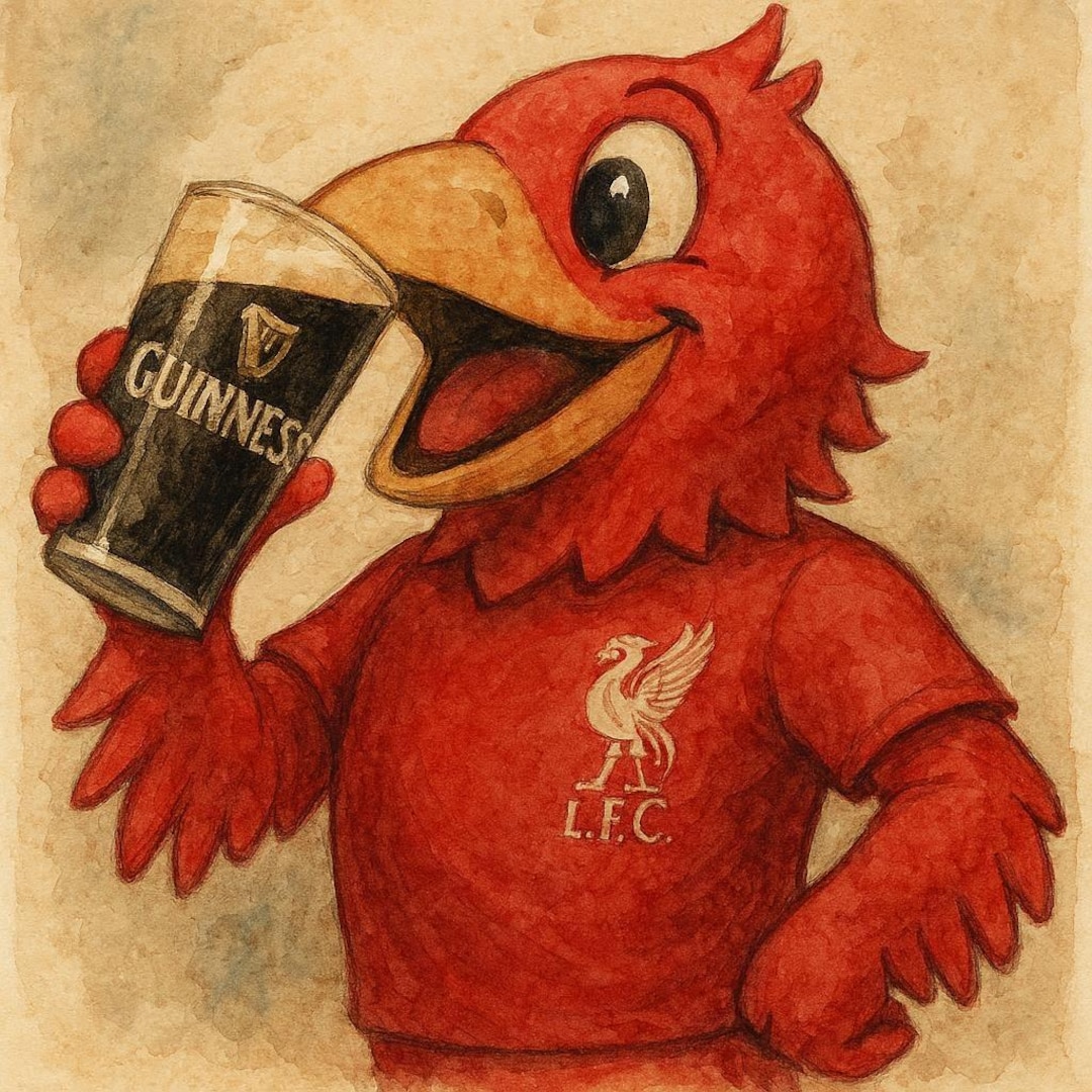 Liverpool FC Mascot 'mighty Red' Drinking Guinness | Guinness Poster ...