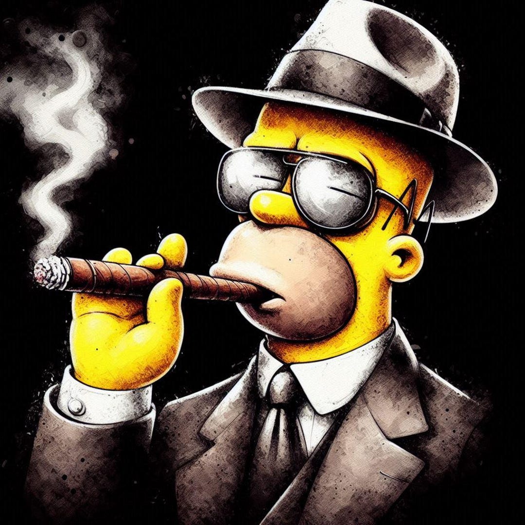 Homer Being A Retro Gangster Boss With Sunglasses | Funny Poster in ...